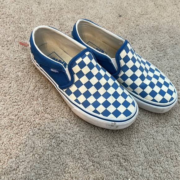 Shoes | Blue Checkered Vans | Poshmark